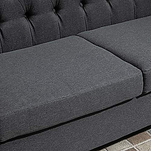 HOMCOM 2-Seater Oversize Loveseat Linen Fabric Sofa Couch 72.8 Inches with Rubberwood Legs & Rolled Arms for Living Room, Grey
