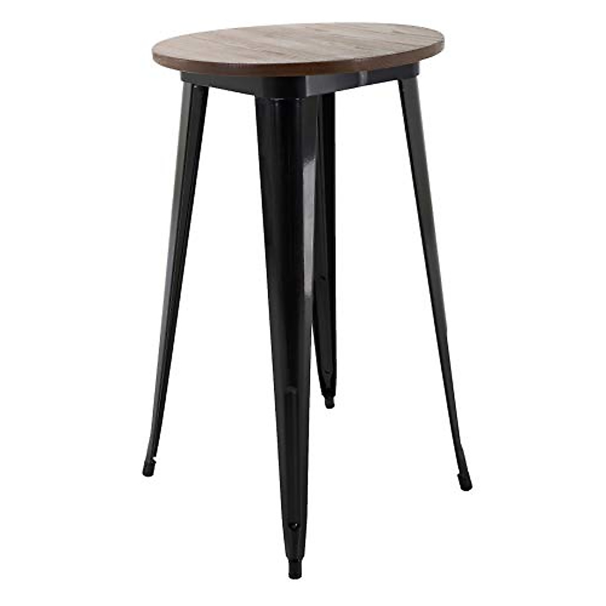 Brage Living 42" Round Metal Dining Table with Elm Wood Top