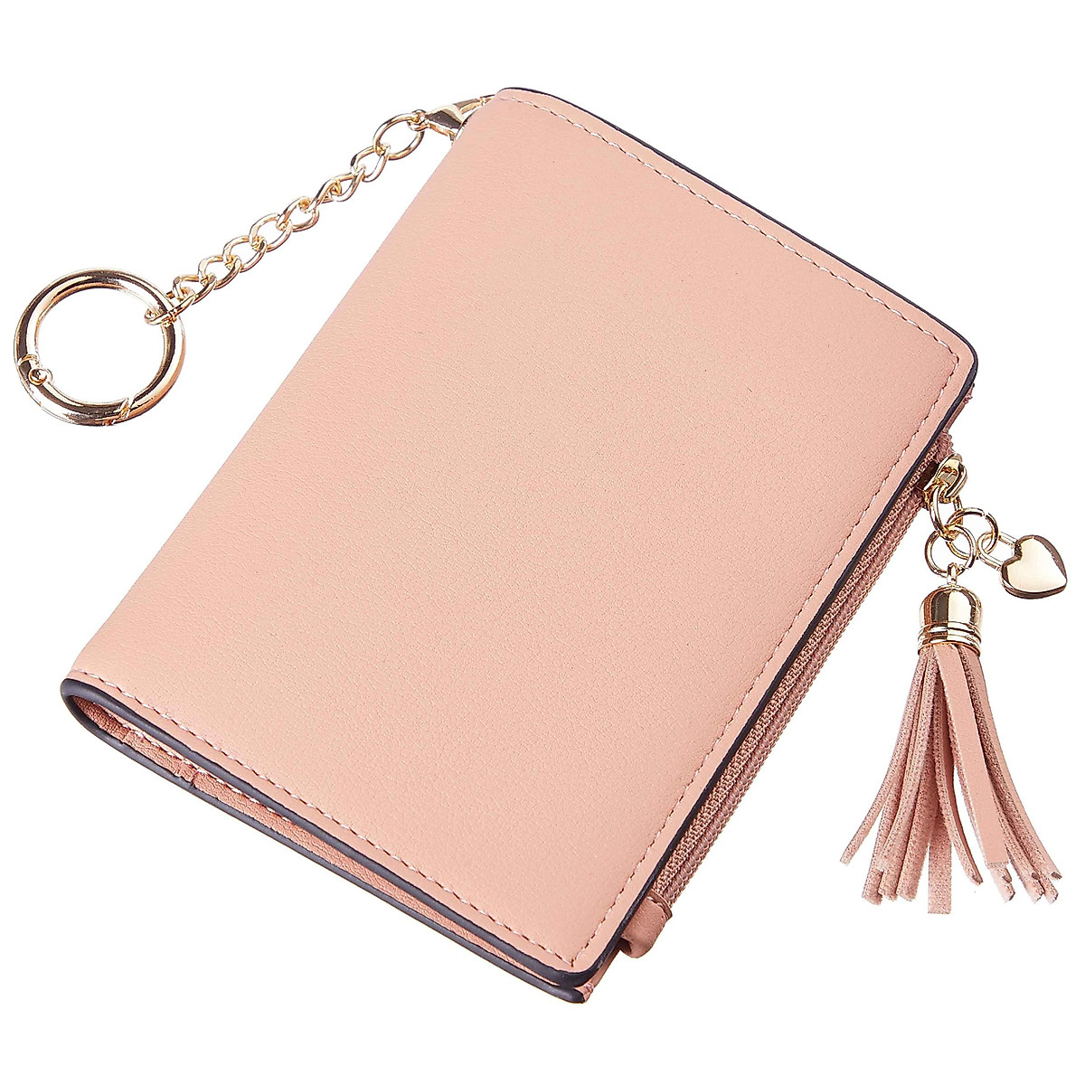 Gostwo Small Wallet Women RFID Blocking Leather Credit Card Wallet with ID Window and Zippered Coin Pocket Tassel Cute Wallet