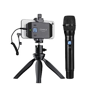Wireless Microphone for Smartphone, Comica CVM-WS50(H) Handheld Microphone for iPhone/Android Phones Interview, Professional Recording Mic for Sing Video Vlog YouTube TikTok Facebook Livestream