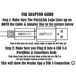 PartyLink 10ft(3m) USB Type-C Cable | Compatible with Oculus Quest & Quest2 Link | High Speed Data Transfer & Fast Charging | USB-A Adapter [USB-IF Certified]