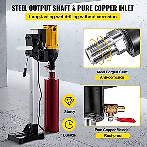 High-Performance 2180W Diamond Core Drill Rig - Industrial Concrete Drilling Machine w/ 160mm 180mm Drill Bits - Handheld/Stand - Wet Electric