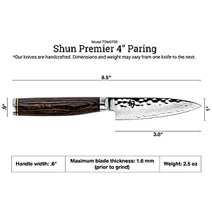 Shun Paring Knife Cutlery Premier, Small, Pakkawood