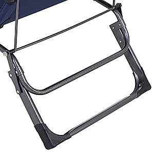 Outsunny 2-in-1 Folding Patio Lounge Chair w/Pillow, Outdoor Zero Gravity Portable Sun Lounger Reclining to 120°/180°, Oxford Fabric, Navy