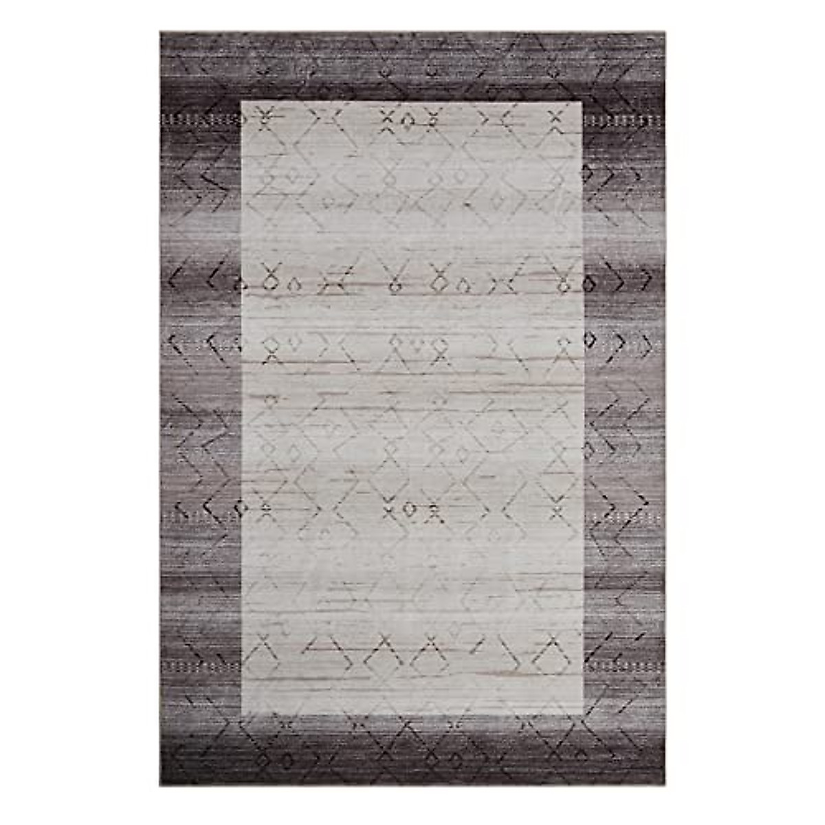RUGSREAL Modern Geometric Indoor Area Rug Stain Resistant Washable Rug Anti Slip Low Profile Pile Bordered Area Rug Contemporary Rug for Living Room Bedroom Kids Room, 4' x 6' Taupe
