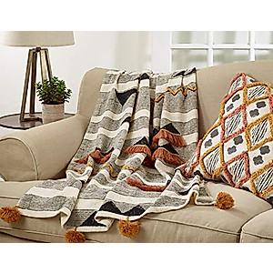 SARO LIFESTYLE Block Print Embroidered Throw