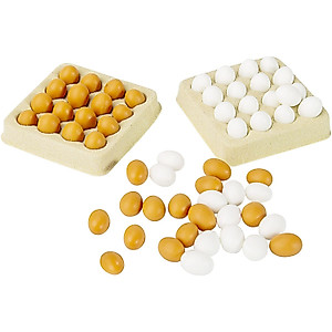 62 Pcs Miniature Eggs Handmade Mini Egg with Plastic Egg Tray Set Miniature Kitchen Food Supply