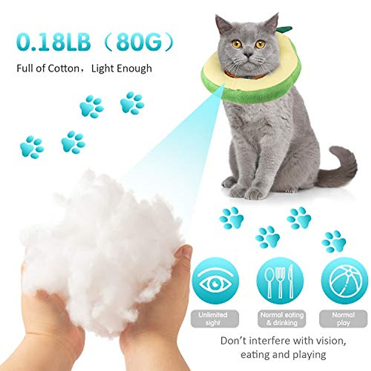 Frienda 2 Pieces Adjustable Cat E-Collar Cat Elizabeth Collar Cute Toast Neck Cone Collar Adjustable Cat Cone Collar with Soft Edge for Kitten and Cats