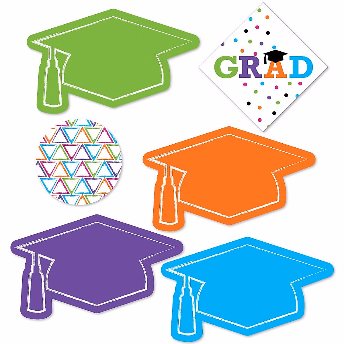 Big Dot of Happiness Hats Off Grad - DIY Shaped Graduation Party Cut-Outs - 24 Count