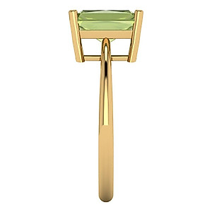 Clara Pucci 2.5ct Radiant Cut Solitaire Natural Peridot Engagement Wedding Bridal Promise Anniversary Ring 18K Yellow Gold Size 3.5