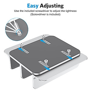 OMOTON [Updated Dock Version] Vertical Laptop Stand, Double Desktop Stand Holder with Adjustable Dock (Up to 17.3 inch), Fits All MacBook/Surface/Samsung/HP/Dell/Chrome Book (Silver)