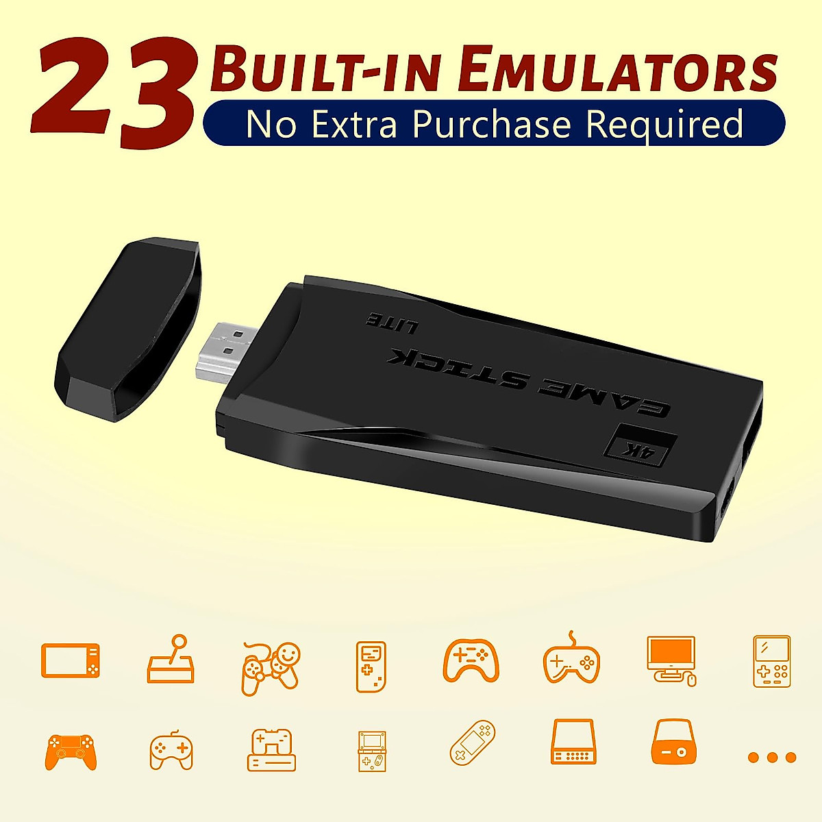 HRYYDS 2025 Retro Gaming Console Pro 4K HDMI with 40,000+ Built-in Classic Video Games - Plug & Play Game Stick for TV with 2 Wireless Controllers | 23 Emulator Support 64GB