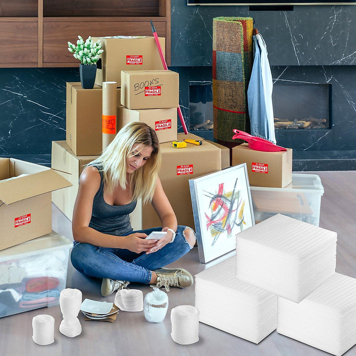 Offitecture 12" x 12" Foam Pouches, Shipping and Packing Supplies, 50-Pack