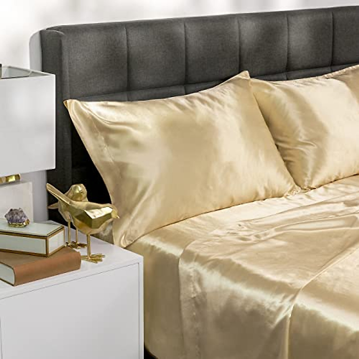 Baltic Linen Satin Luxury Sheet Set Full Gold 4-Piece Set