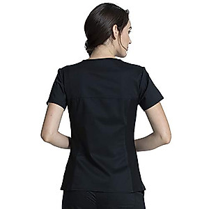 Scrubs for Women Workwear Revolution V-Neck with Knit Sides, Soft Stretch Plus Size WW2875, 2XL, Black