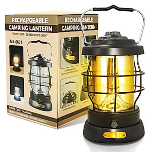 UniqueFire Retro Camping Lantern Rechargeable 1500LM 2 Modes Dimmable,Portable Electric Hurricane Lamp Hands-Free Flashlight,5000 mA High Capacity Battery LED Lanterns for Power Outages Indoor