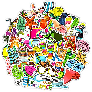 Summer Beach Stickers Ocean Animal Stickers Combo 100 PCS, Vinyl Waterproof Ocean Theme Stickers Bulk for Kids Teens Adults, Cute Sea Animal Stickers for Water Bottle, Laptop, Surfboard, Luggage