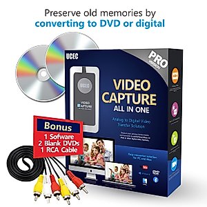 UCEC USB 2.0 Video Capture Device - Pro Version, VHS to Digital Converter, VHS to DVD Converter, Digitize Video for Mac, PC, Upgraded Version