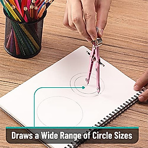 Mr. Pen- Professional Compass for Geometry, Pink, Extra Leads, Metal Compass, Compass, Compass Drawing Tool, Drawing Compass, Drafting Compass, Compass for Students, Compass for Woodworking