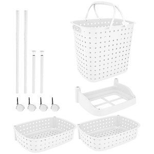 3 Tier Rolling Laundry Basket W Shelves Storage Organizer for Clothes Detergent Great for Bathroom Kitchen Laundry Room White