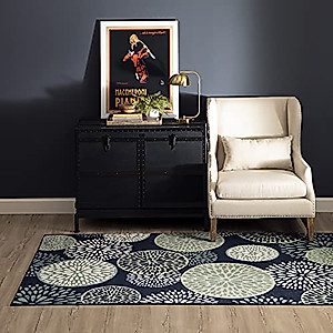 Mohawk Home Aurora Foliage Friends Floral Ornamental Medallions Area Rug, 5'x8', Blue