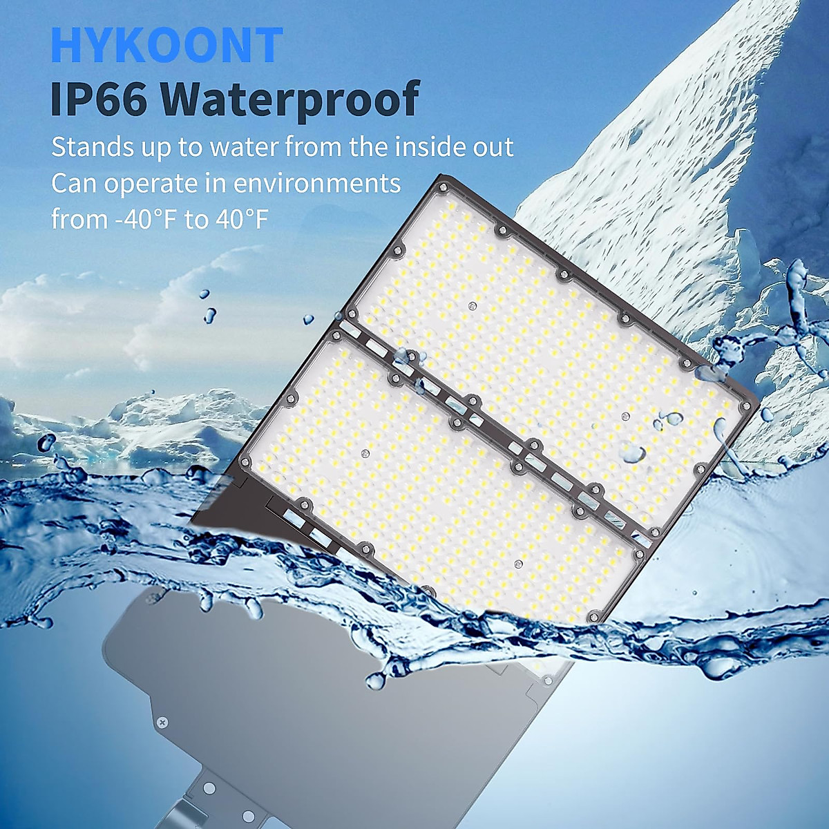 HYKOONT 300W LED Parking Lot Light,Dusk to Dawn Outdoor Lighting IP66 Waterproof Commercial Lighting 5000K LED Flood Lights Outdoor 36000lm Wide Angle Street Light with Photocell