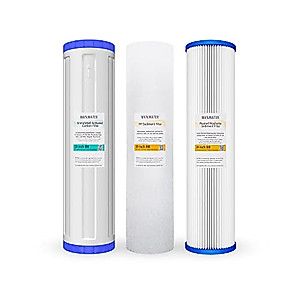 (3 Pack) 20" x 4.5" BB Whole House Pleated Sediment, GAC Carbon and Polypropylene Sediment Replacement Water Filters Works with 20" BB Whole House Water Systems