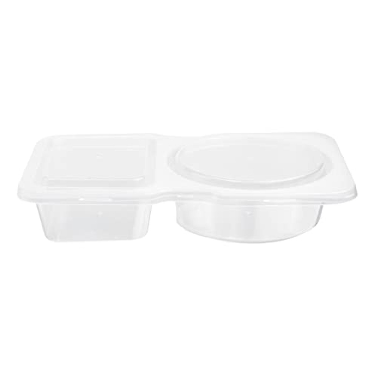 Restaurantware Futura 5 Ounce Snack Containers 100 Microwavable Sauce Containers - 2 Compartments Hinged Lid Clear Plastic Portion Cups For Condiments Or Dips
