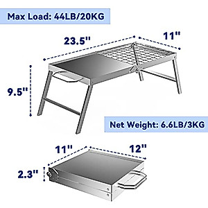 Skyflame Folding Campfire Grill, Portable Stainless Steel Camping Grill Grate and Camp Grill Griddle with Collapsible Legs for Versatile Outdoor Backpacking BBQ Over Fire Pit Cooking