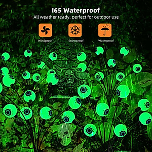 2PACKS 16LED Solar Scary Eyeball Lights Halloween Decor Outdoor, 28" Halloween Solar Powered Firefly Yard Lights Waterproof Outside Swaying Decorations for Garden/Lawn/Party, 2 Modes (Green)
