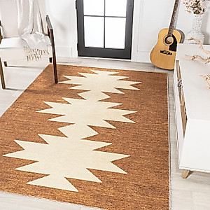 JONATHAN Y WSH110A-4 Chayton Minimalist Geometric Machine-Washable Indoor Area -Rug, Bohemian Southwestern Modern Easy -Cleaning,Bedroom,Kitchen,Living Room,Non Shedding, Terracotta/Cream, 4 X 6