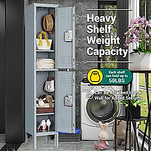 Fesbos Metal Lockers for Employees Steel Storage Locker with 2 Doors for Office School Gym Metal Storage Cabinets for Home, Office, Gym, School