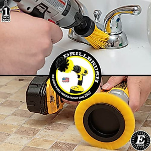 Tile and Grout Cleaning Drill Brush Set - 3 Pack Drill Brush Power Scrubber Cleaning Brush Yellow Medium Stiffness - Shower Floor Scrub Brush for Drill - Bathroom Scrub Brush for Drill