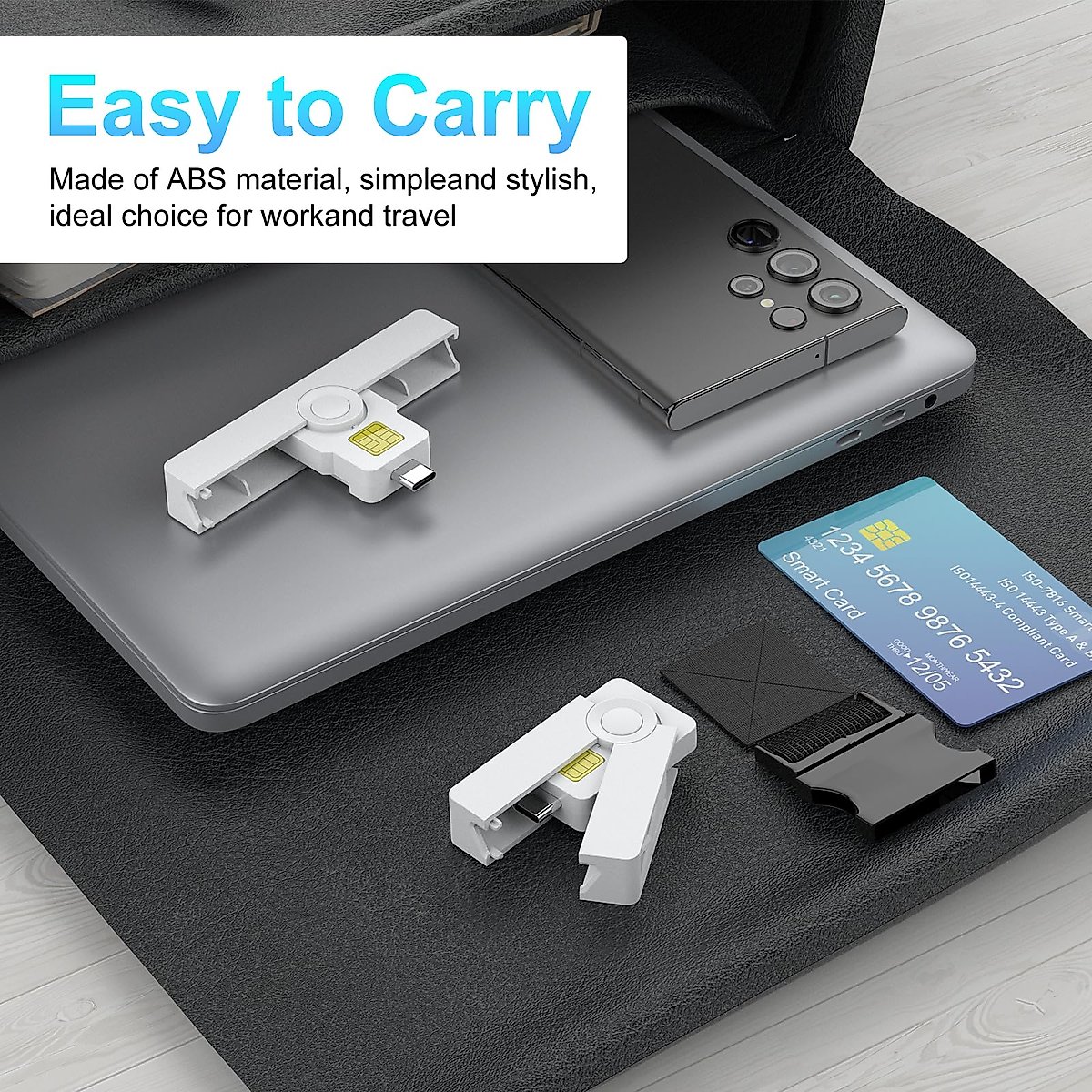 USB C CAC Reader Military, Smart Card Reader DOD Military USB Common Access CAC, Mini Fold ID, Debit, Credit Card Reader Compatible with Windows, Mac OS, Linux, Android Phone(Type C)