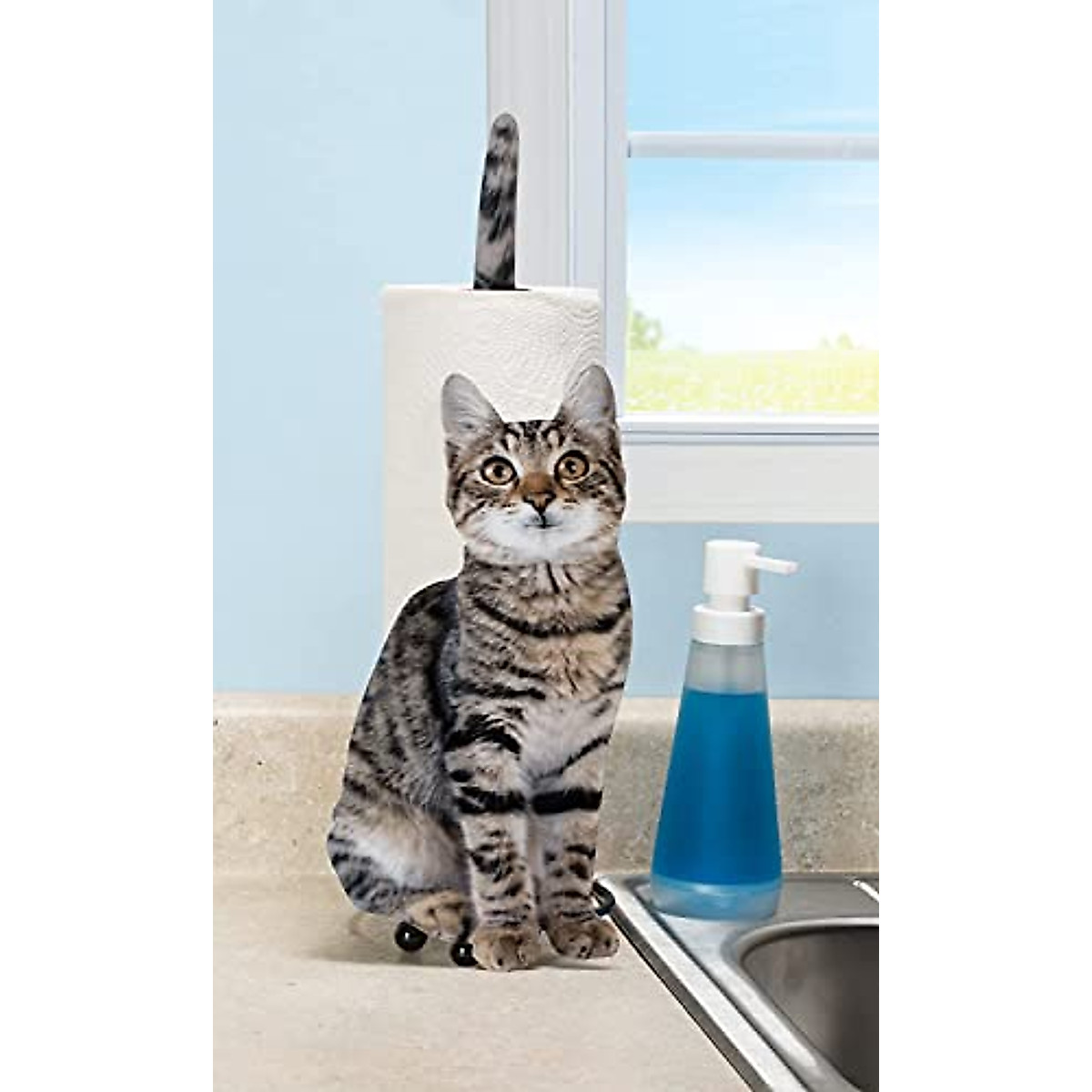 Tiger Striped Paper Holder - Photo-Realistic Cat Metal Paper Towel or Toilet Paper Dispenser