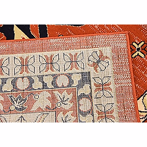 Unique Loom Taftan Collection Border Geometric Tribal Inspired Design Area Rug, 7 ft x 10 ft, Terracotta/Ivory