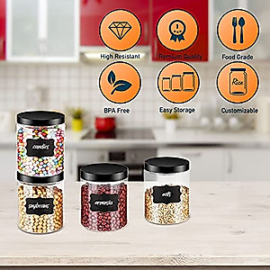 Aoeoe 32 Pack Plastic Jars with Lids, 8 oz Plastic Mason Jars, Clear Slime Containers, Round Storage Jars Bulk, Wide-Mouth Jars for Kitchen and Household Food Storage of Dry Goods, Creams and More