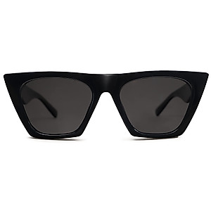 SOJOS Oversized Square Cateye Polarized Sunglasses for Women Men Big Trendy Sunnies SJ2115, Black/Grey