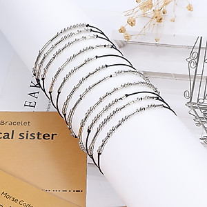 Jewenova Fuck Cancer Morse Code Bracelet for Women Men Beads on Silk Cord Friendship Bracelet Best Friend Bracelet Inspirational jewelry for Her with Meaning Card