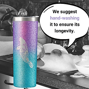 Onebttl Manatee Gifts for Women/Girls, 20 oz Skinny Tumbler with Lid and Straw, Best Gifts for Manatee Sea Animals Lovers on Christmas/Birthday, Gift Box Included, Purple Glitter