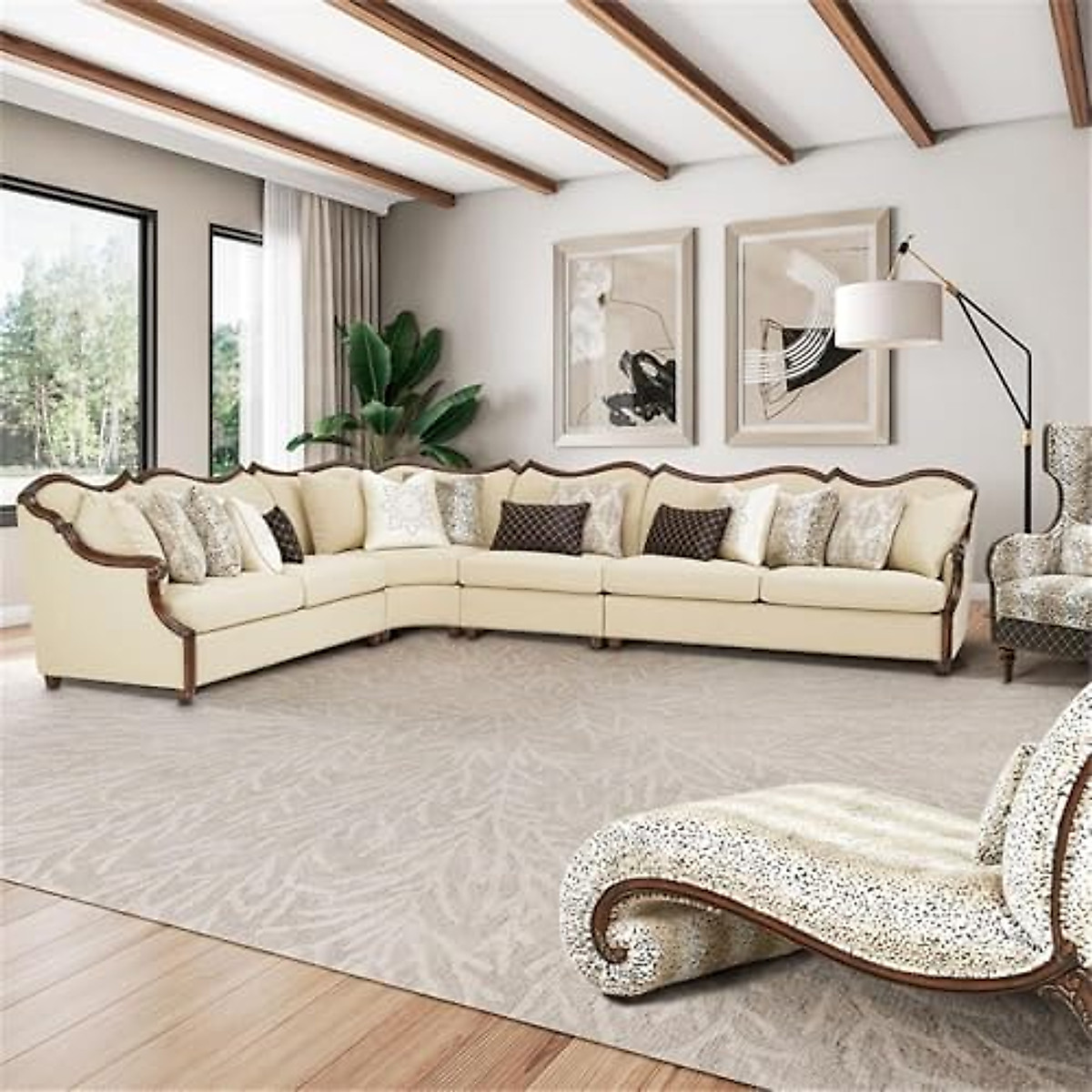Michael Amini Chamberi Sectional Sofa - Toast/Warm Cognac
