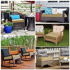 SECLATO Patio Chair Cushion 22x20x3 Inch Waterproof Outdoor Seat Cushions for Patio Furniture 5-Year Color Fastness Garden Sofa Couch Chair Pads with Handle and Adjustable Straps(2 Pack, Spice)