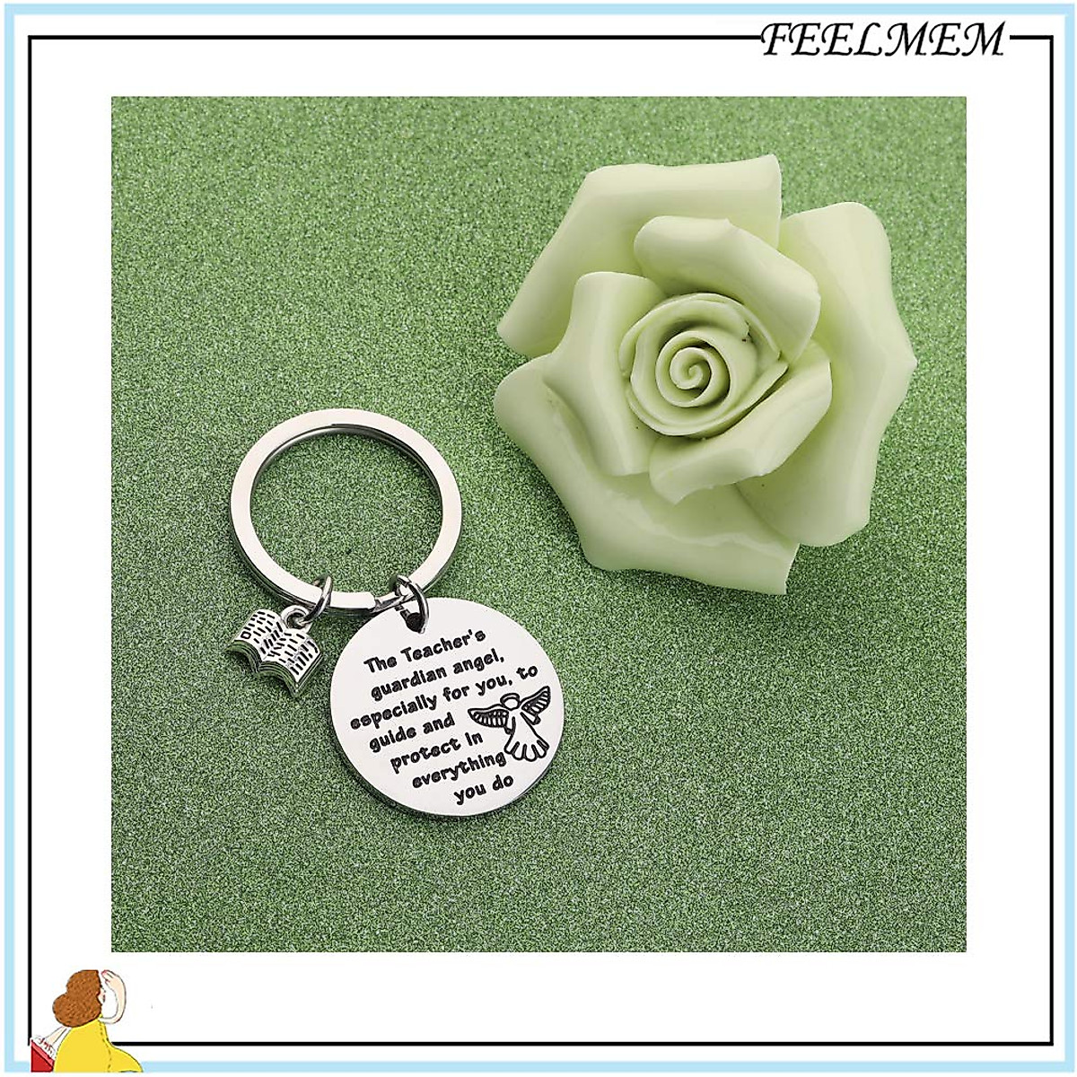 FEELMEM Teacher's Prayer Keychain Teacher Gift A Teacher’s Guardian Angel Protect in Everything You Do Keychain Thank You Gift for Teacher Appreciation Gifts Jewelry (Teacher)