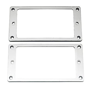 MusiclilyMetal Flat Humbucker Pickup Mounting Ring Set Humbucker Pickup Frame Replacement for Electric Guitar, Chrome (Pack of 2)