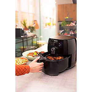 Philips Kitchen Appliances Premium Digital Airfryer with Fat Removal Technology + Recipe Cookbook, 3 qt, Black, HD9741/99, X-Large