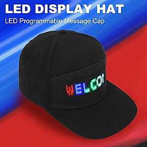 Yoidesu Programmable LED withApp Control, Editable Colorful Hat for Outdoor Concerts, Carnivals (Black Hat)