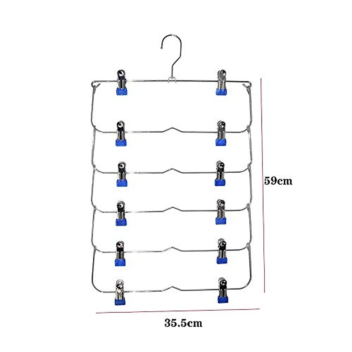 EYHLKM 6 Layer Foldable Non-Slip Trouser Space Saving Pants Skirt with Clips Steel Closet Organizer Hanger Tie Rack Wardrobe (Color : White-Dinosaur Doodle4)