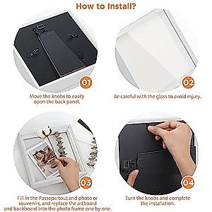 Anhow 2pcs 6x6 Shadow Box Frame, 3D Picture Frame Display Cas with Real Transparent Glass for Photos, Memorabilia, Crafts, Souvenir, Wedding Memories, Baby Items - White/ 1.2 Inch Depth