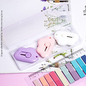 Fengek 3 Pcs Mini Retractable Utility Knife Cloud Pocket Box Cutters Plastic Letter Opener Slide Open with Keychain Hole for Box Letter Envelope, Cloud Shape (Multicolor A)