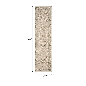 SAFAVIEH Vintage Collection Runner Rug - 2'2" x 12', Ivory & Light Blue, Traditional Distressed Design, Non-Shedding & Easy Care, Ideal for High Traffic Areas in Living Room, Bedroom (VTG571A)